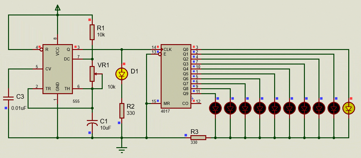 Mạch điều khiển LED sử dụng IC đếm 4017 và IC 555 - Điện Tử Việt